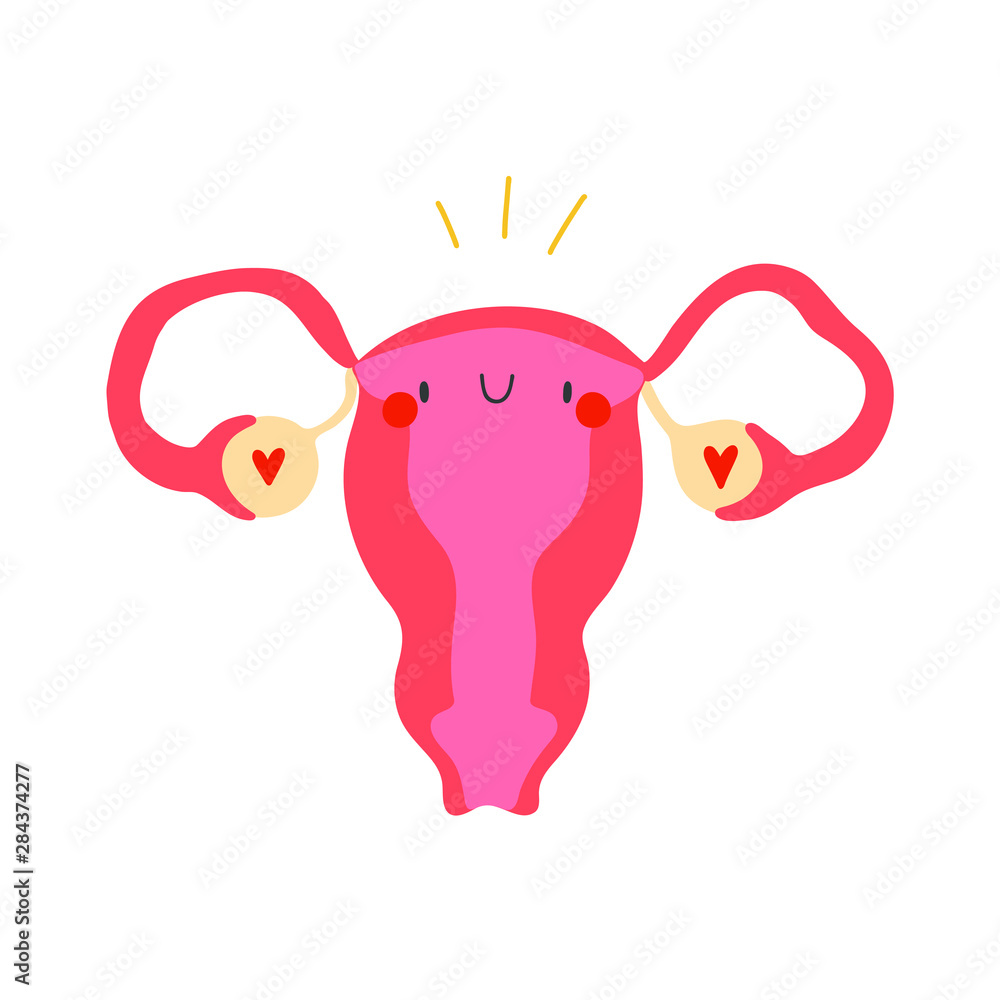 Cute vector Uterus illustration isolated on white background. Female ...
