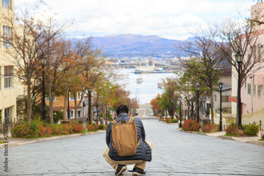 Hachiman-zaka slope in Hakodate Hokkaido Japan, One of famous place in ...