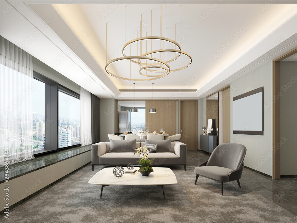 3d render of modern living room Stock Photo | Adobe Stock