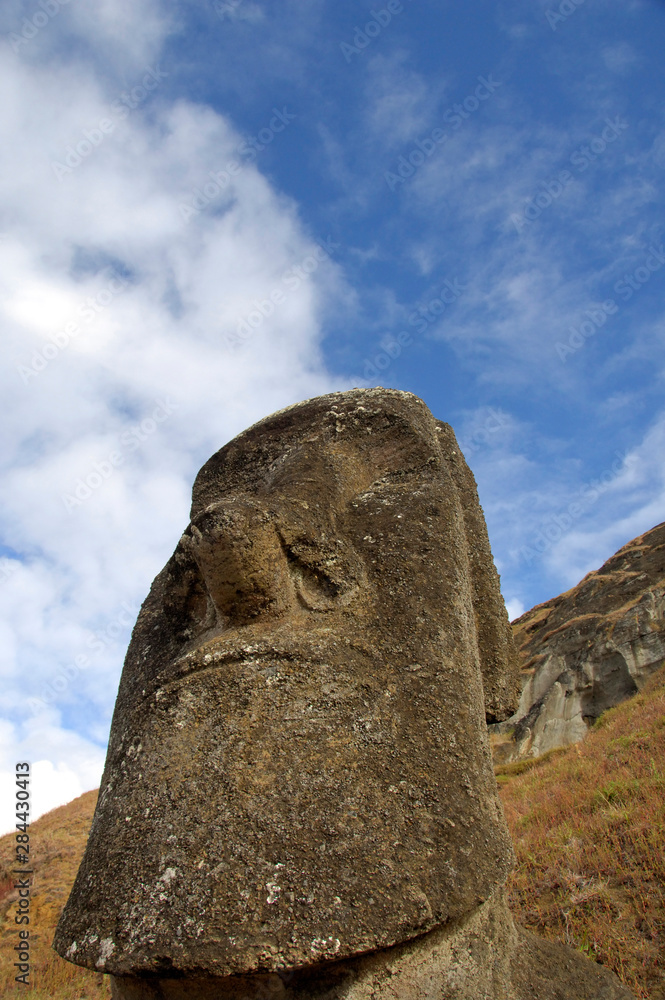 Chile, Easter Island (aka Rapa Nui). Rano Raraku, the main rock quarry ...
