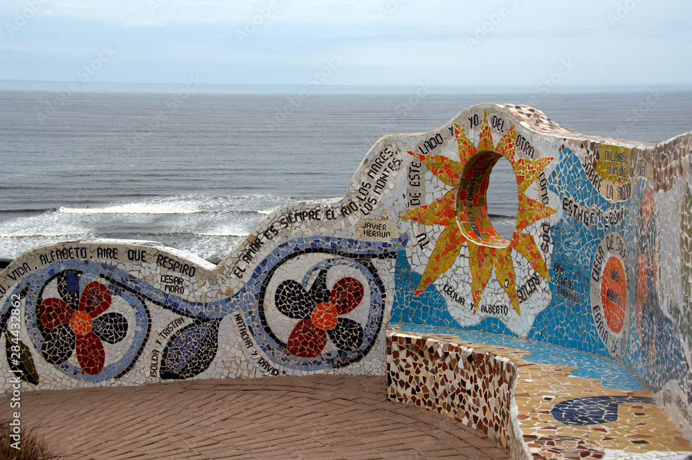 Peru, Lima, Miraflores. Love Park aka Parque del Amor. Colorful tile ...