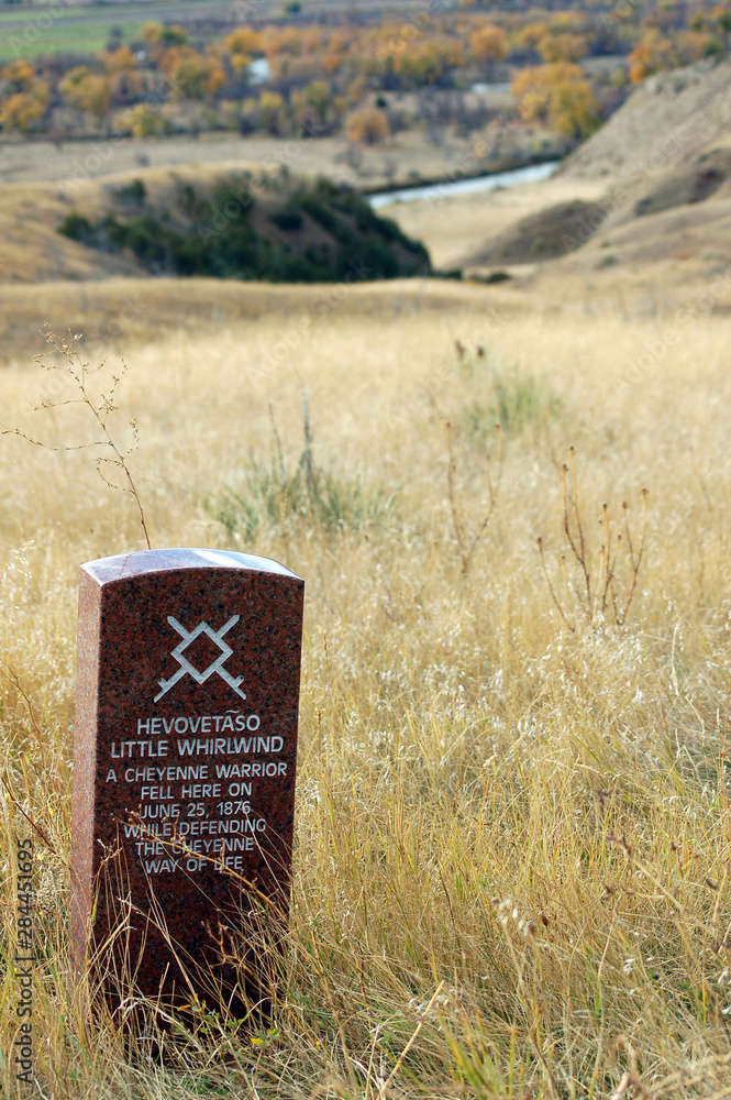 Montana. Native American memorial and headstones, Little Bighorn ...