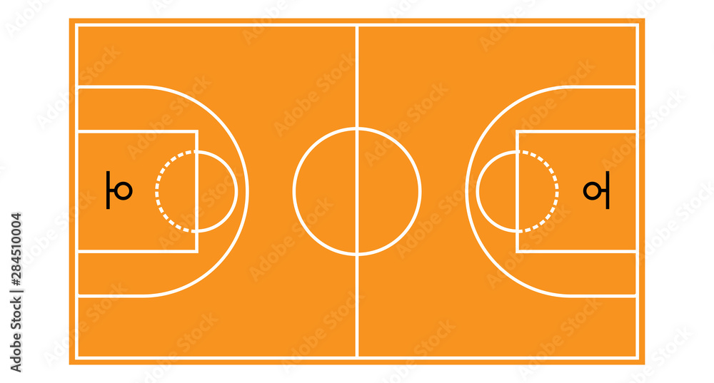 Cartoon Basketball Court Top View