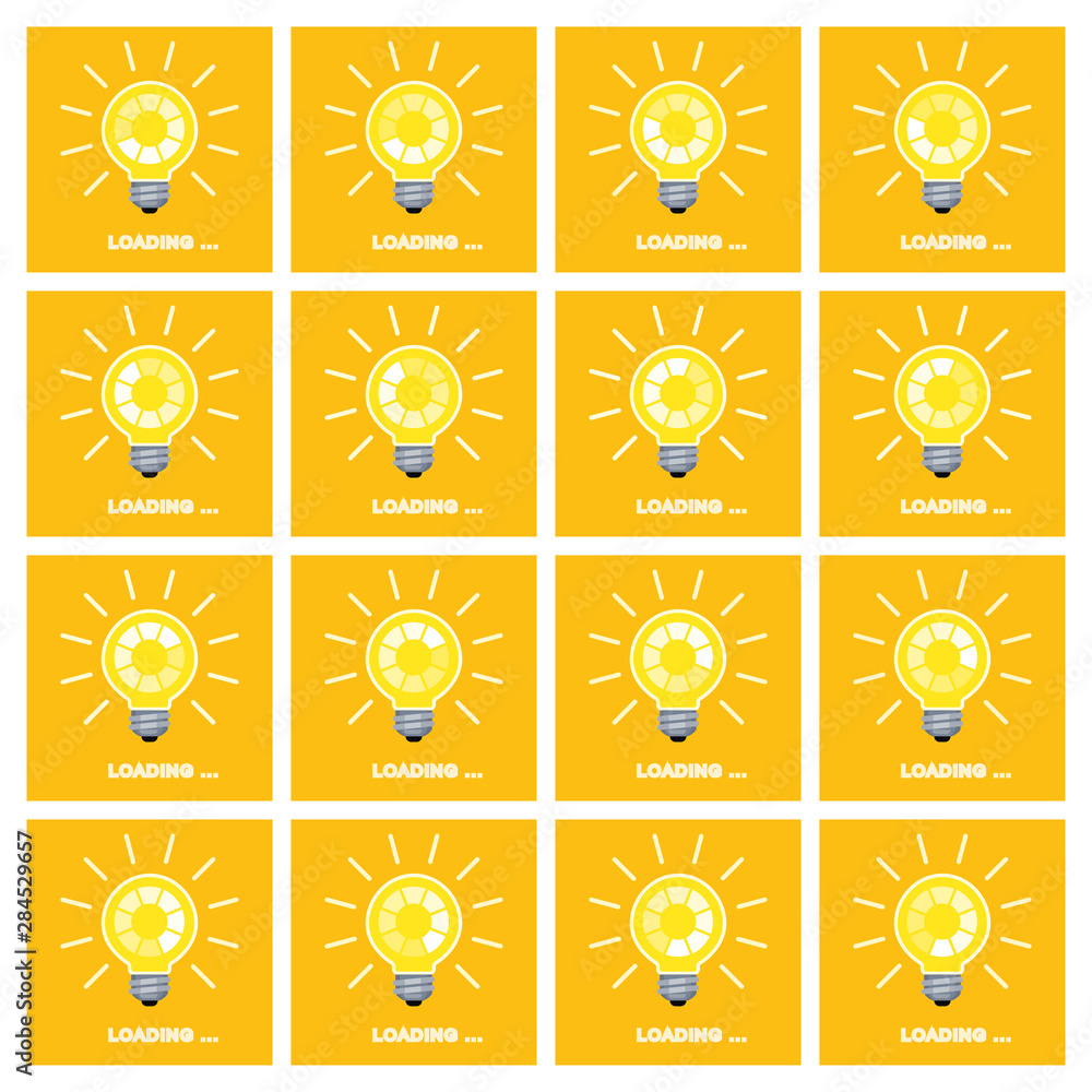 Light bulb with rotating preloader inside animation sprite sheet on ...