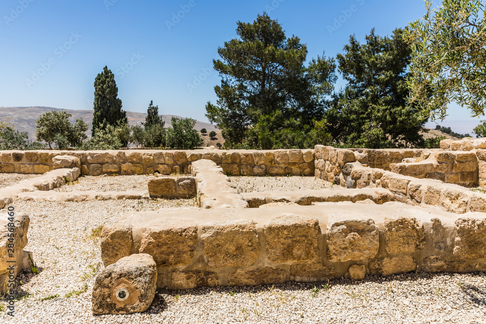 The memorial of Moses on Mount Nebo in Jordan. The place is mentioned ...