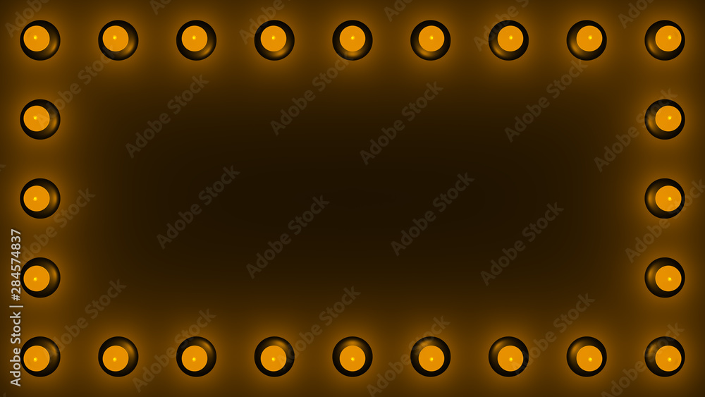 Blank retro billboard with electric lamps around the perimeter like in ...