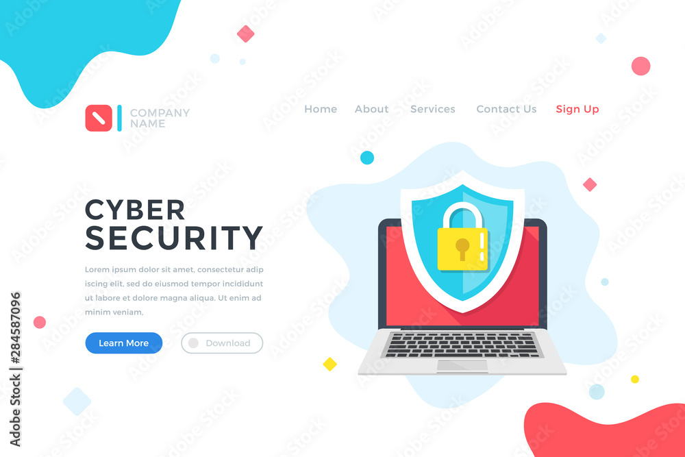Cyber security. Data protection, cybersecurity concept. Modern flat design graphic elements for ...