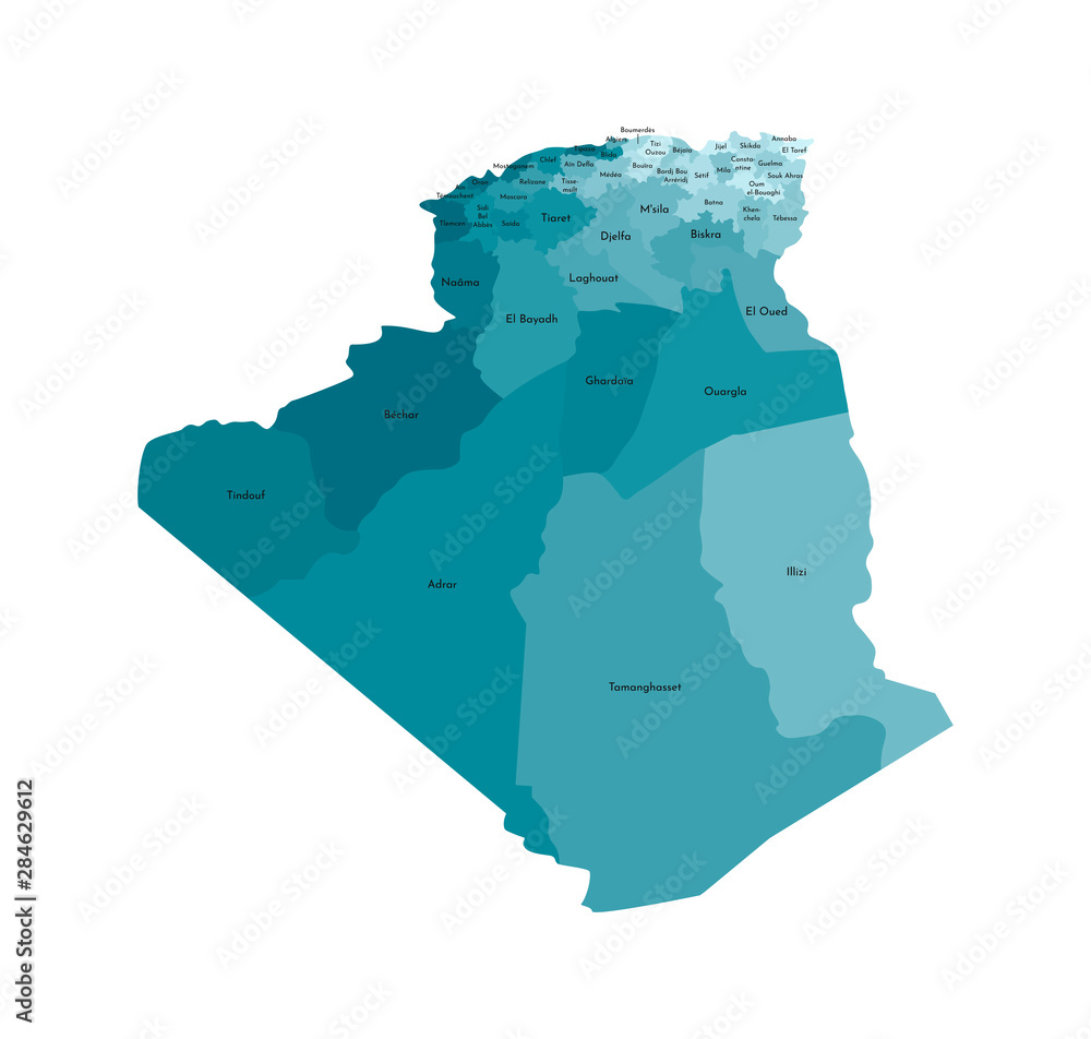 Vector isolated illustration of simplified administrative map of ...