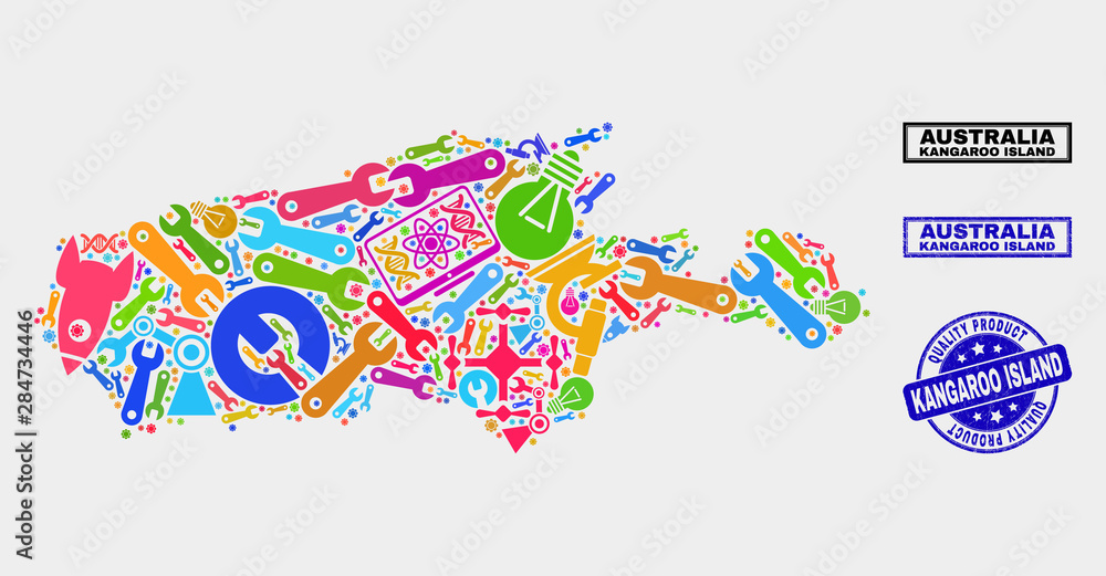 Vector de Stock Vector composition of service Kangaroo Island map and ...