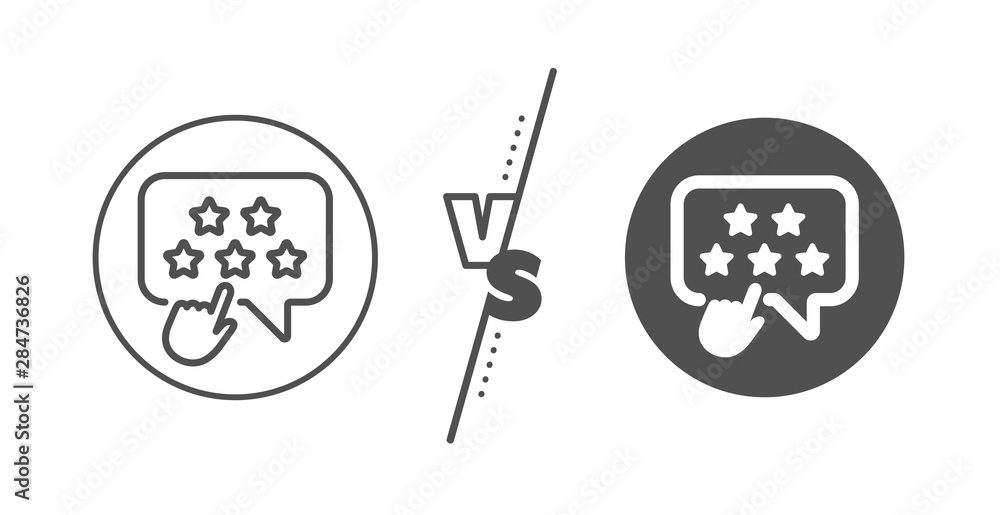 Click rating sign. Versus concept. Ranking star line icon. Brand ...
