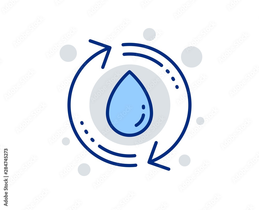 Water drop line icon. Recycle clean aqua sign. Refill liquid symbol ...