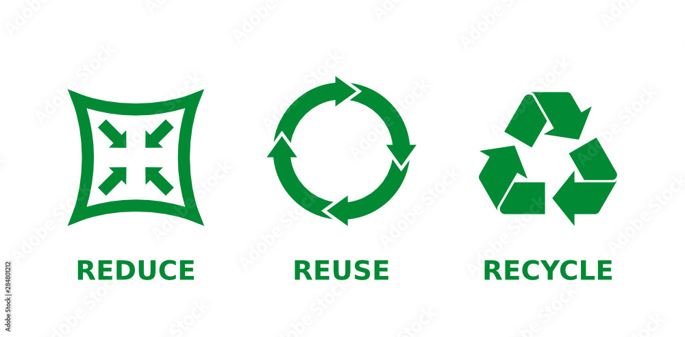 Reduce, reuse, recycle icon set. Ecology, zero waste, sustainability ...