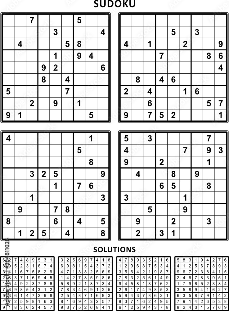 Four sudoku puzzles of comfortable (easy, yet not very easy) level, on ... Four sudoku puzzles of comfortable (easy, yet not very easy) level, on ...