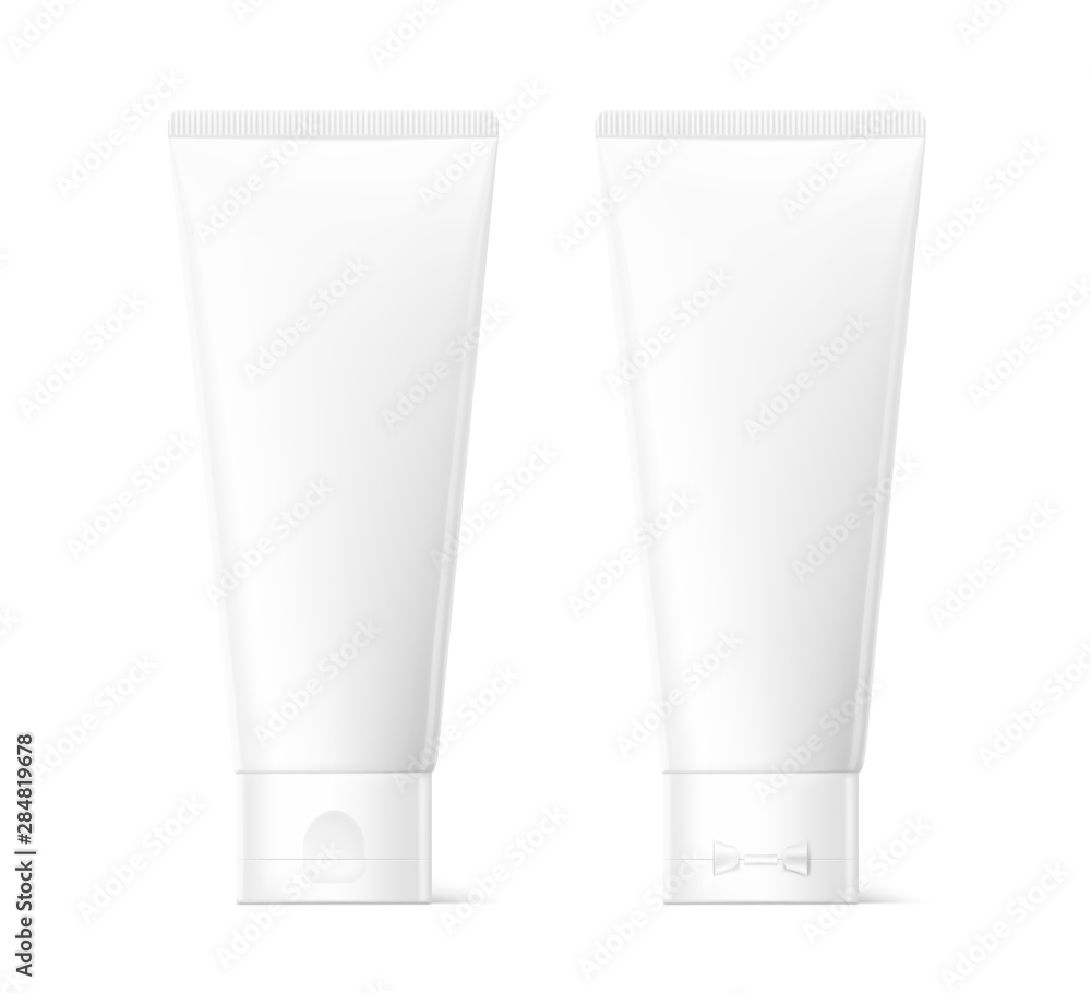 Blank plastic tube for cosmetics. Front and back view. Vector ...