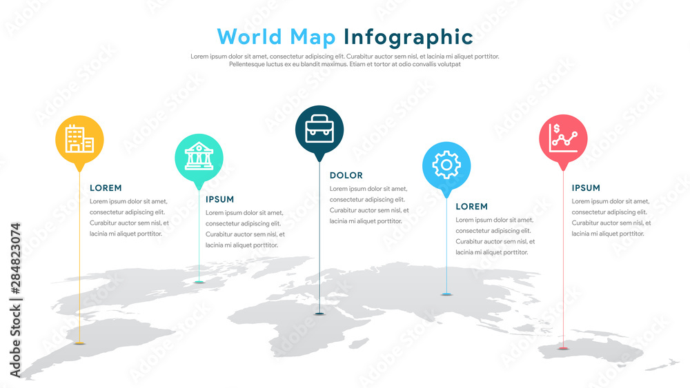 World Map Infographics Vector for Presentation and Slide Show. WIth ...