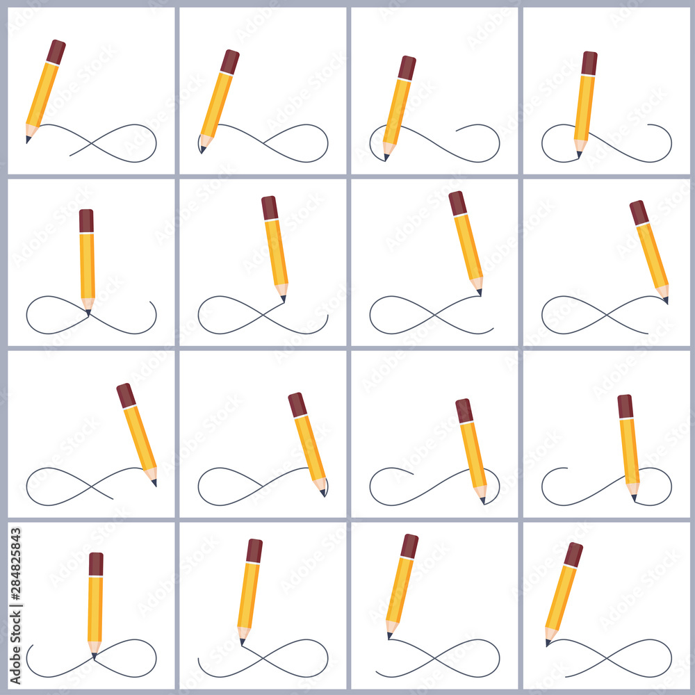Pencil drawing infinity symbol animation sprite sheet isolated on white ...