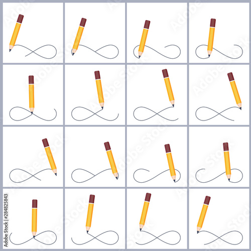 Pencil drawing infinity symbol animation sprite sheet isolated on white ...
