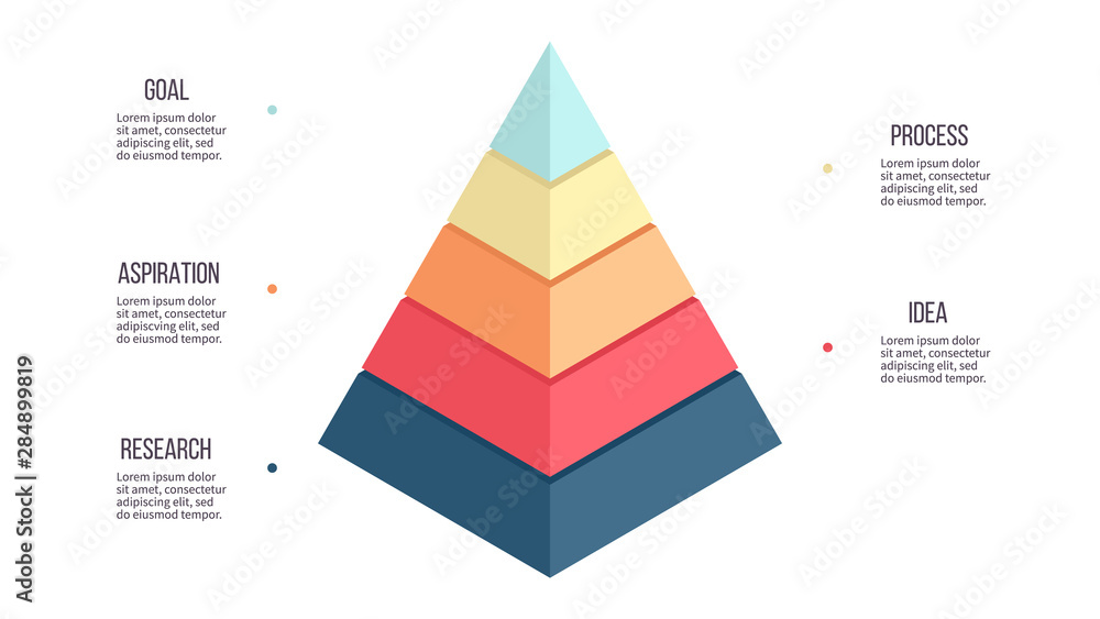 Business infographics. Pyramid chart with 5 steps, options, layers ...