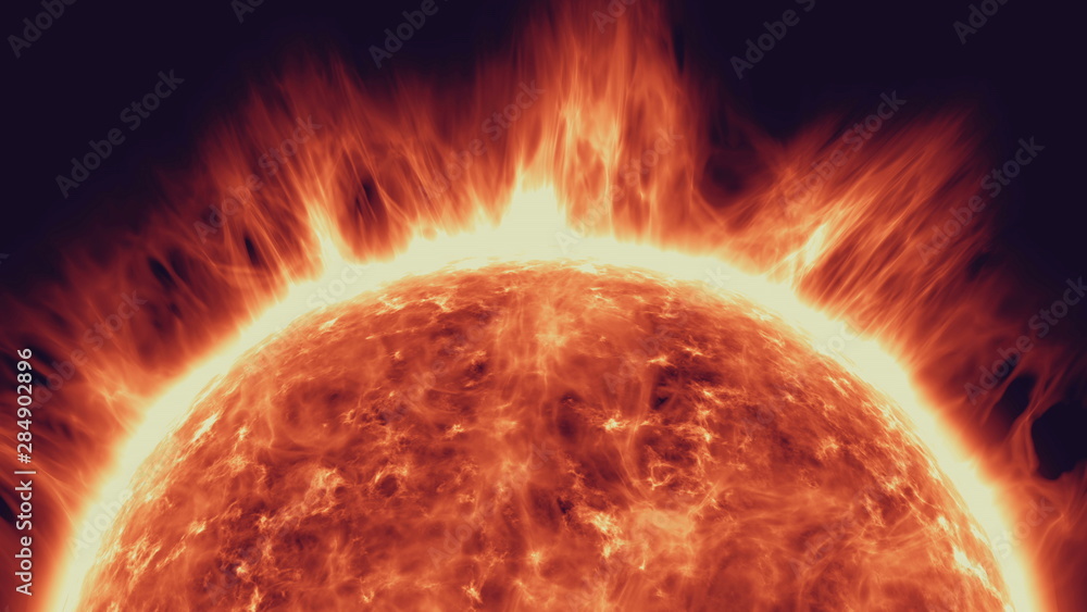 Epic Sun Surface Flare Prominence Solar System. Majestic Sunbeam ...