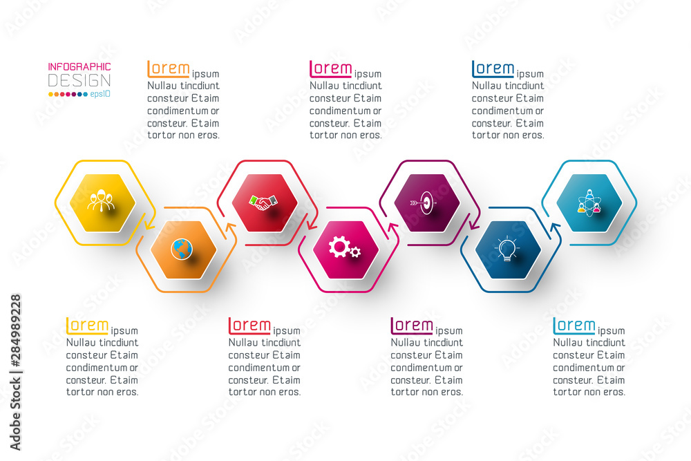 Hexagon inforgraphics on vector graphic art. Stock Vector | Adobe Stock