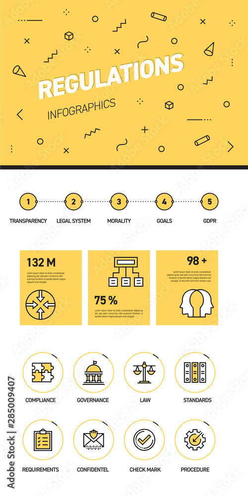 Linear and flat web design template of three pages with colored outline ...