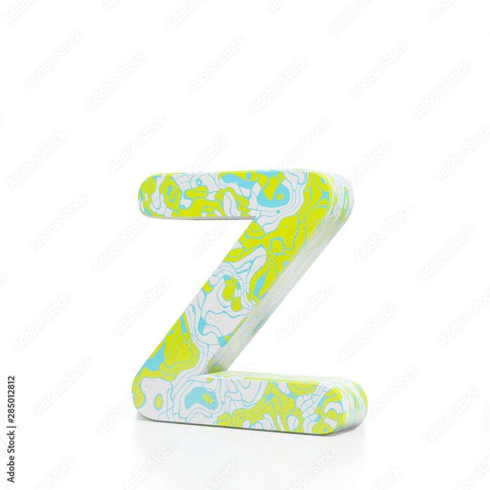 3D rendering letter small Z on white background. Signs and symbols ...