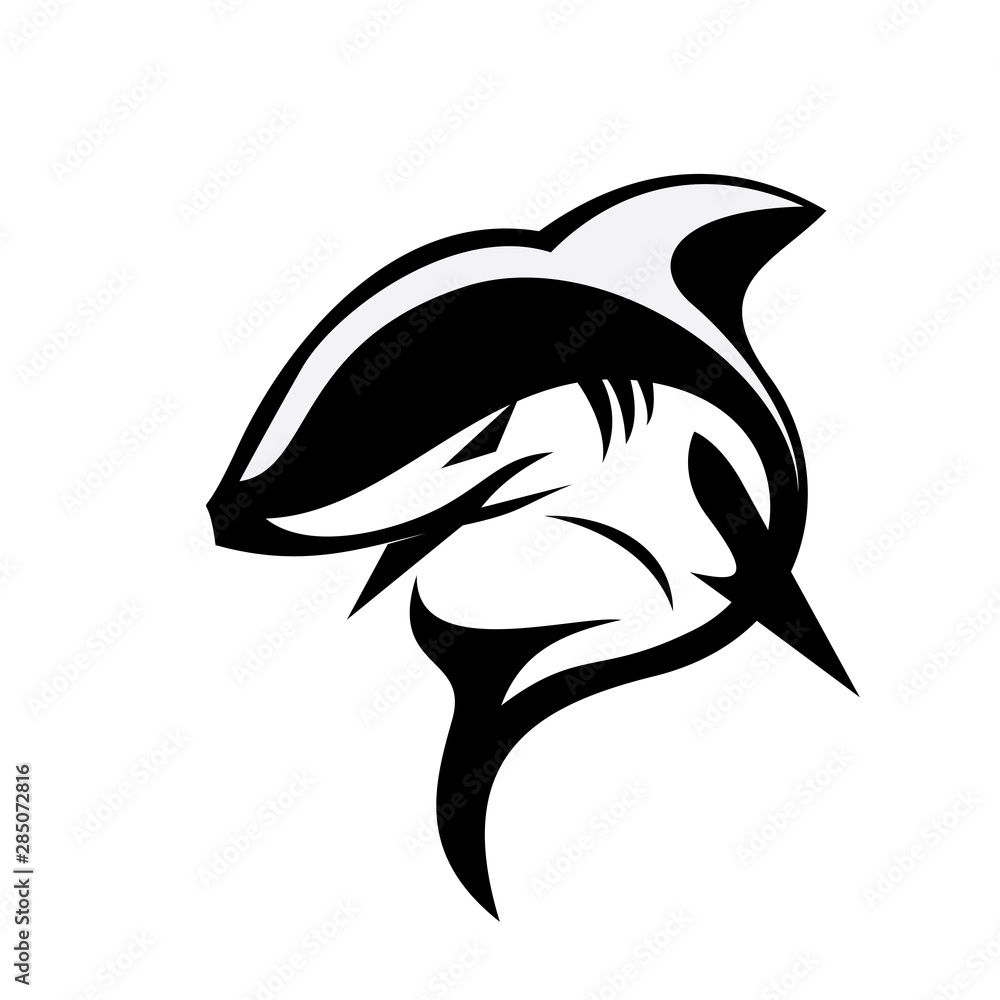 circle shark logo design inspiration Stock Vector | Adobe Stock