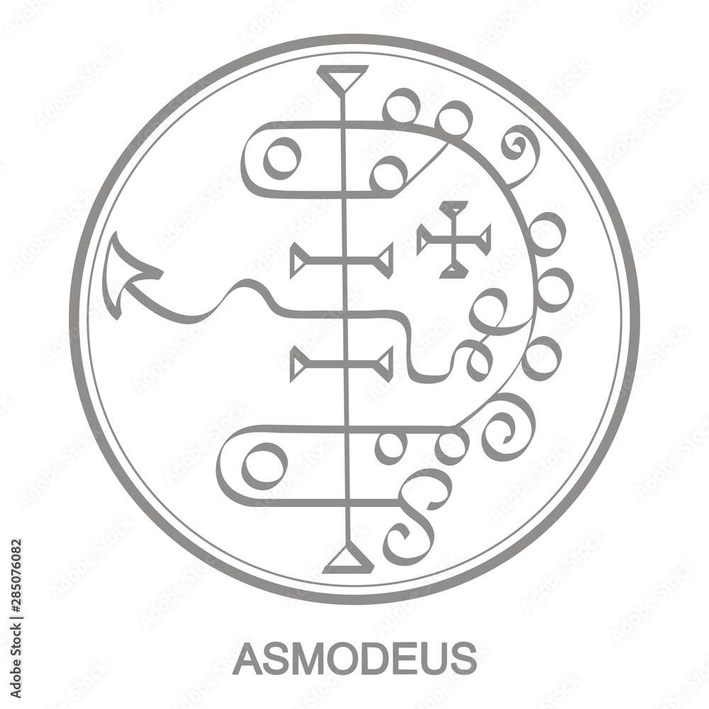 Vector icon with symbol of demon Asmodeus. Sigil of Demon Asmodeus ...