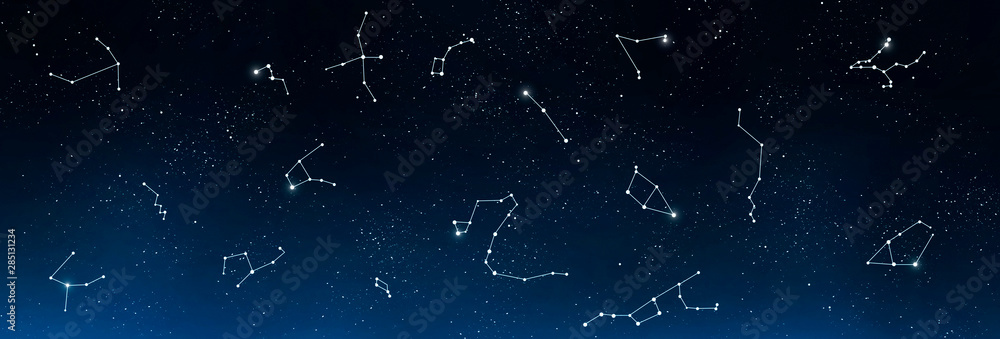 Universe background with set of famous constellations Stock ...