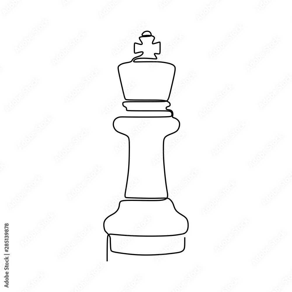 Continuous one line drawing of chess pieces minimalist design isolated ...