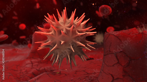 Influenza flu virus cell electron microscope close-up - 3D render - Buy ...