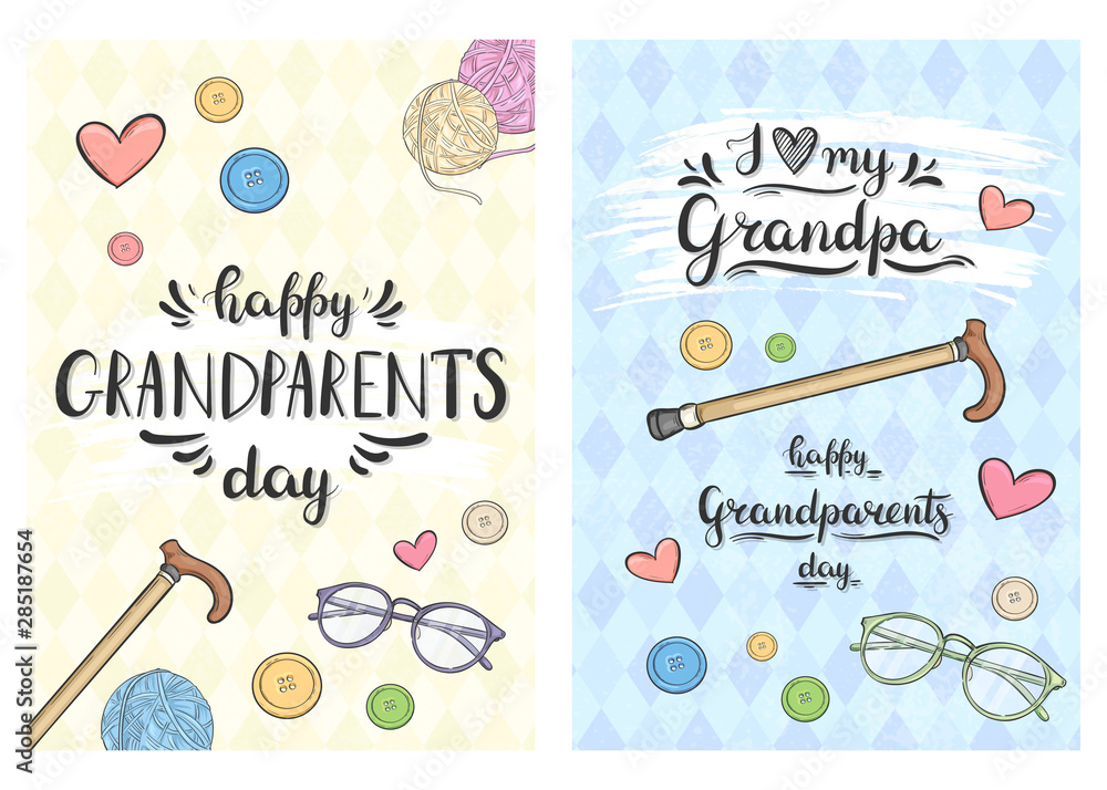 Cards Happy Grandparents day, I love my Grandpa Stock Vector | Adobe Stock