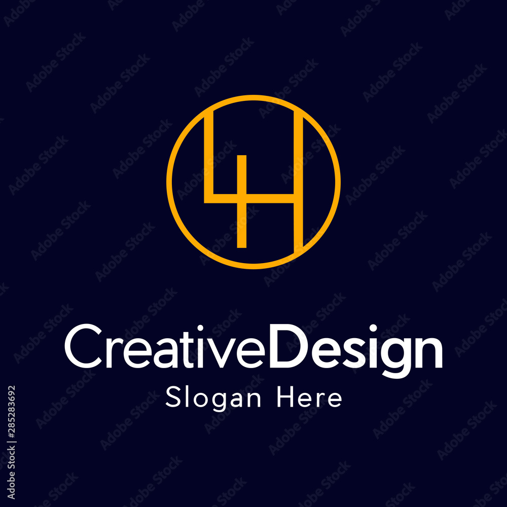 H & L monogram logo inside circle frame, Circle monogram letters icon ...