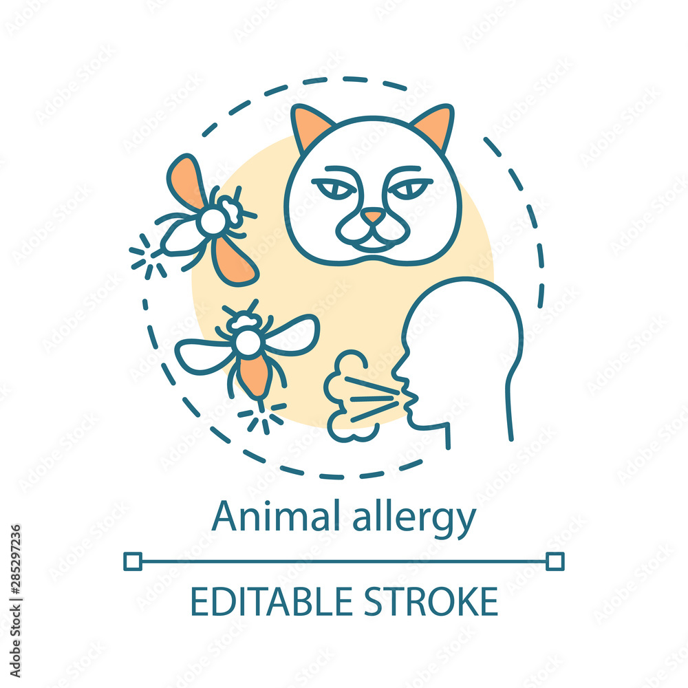 Image vectorielle Stock Animal allergy concept icon. Allergic reaction ...