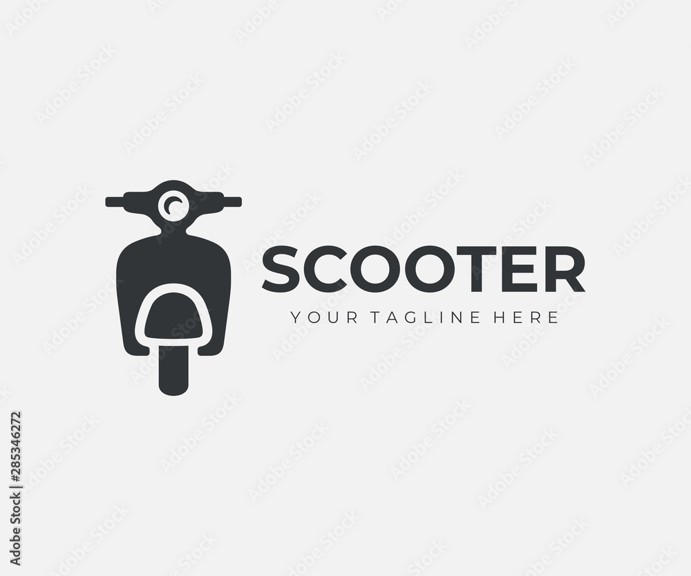 Moped scooter logo design. Retro scooter front view vector design ...