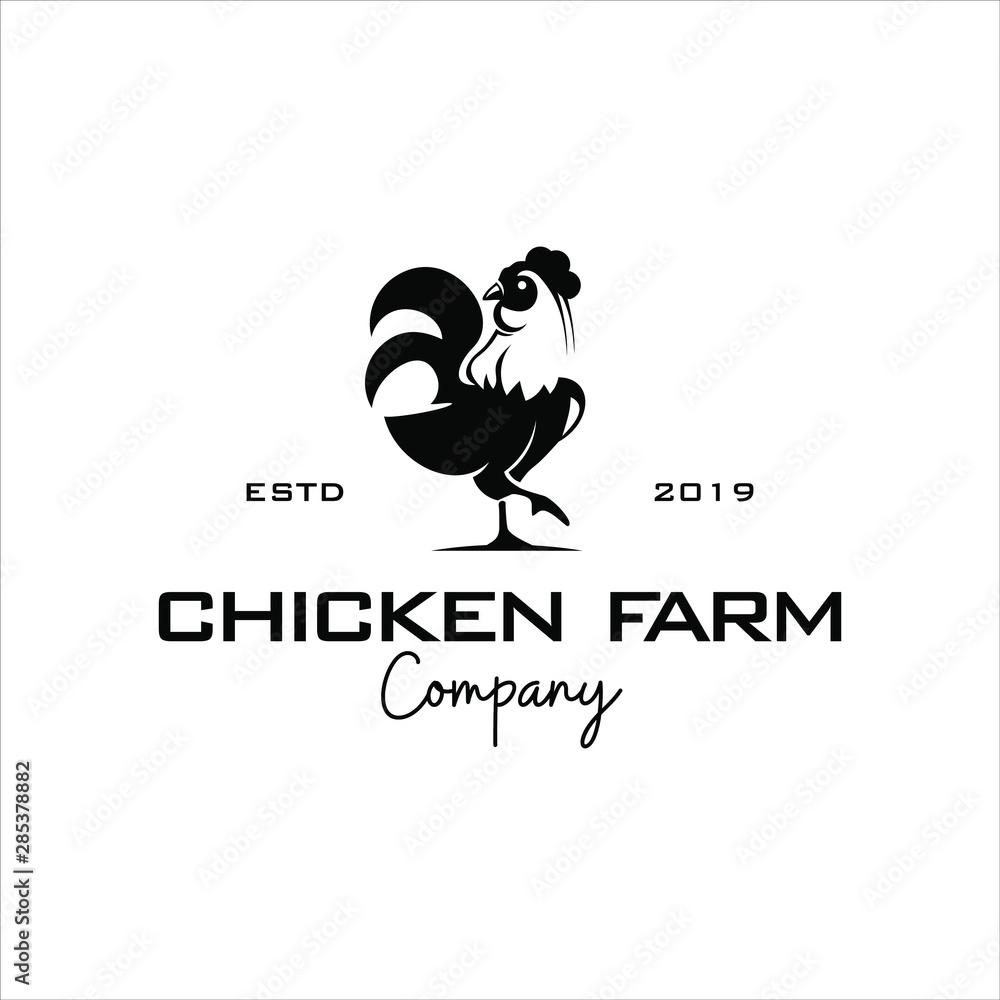 vintage badge chicken farm logo design idea Stock Vector | Adobe Stock