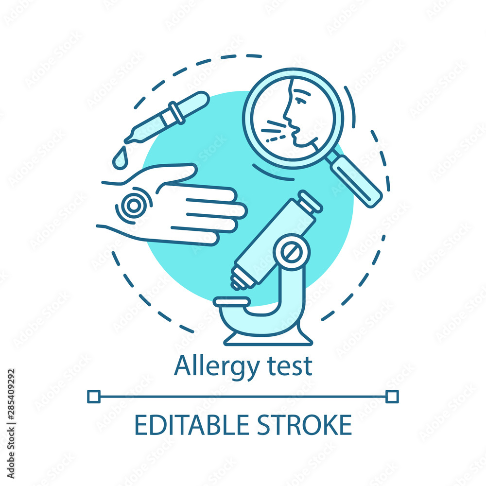 Allergy test concept icon. Allergic reaction diagnosis idea thin line ...