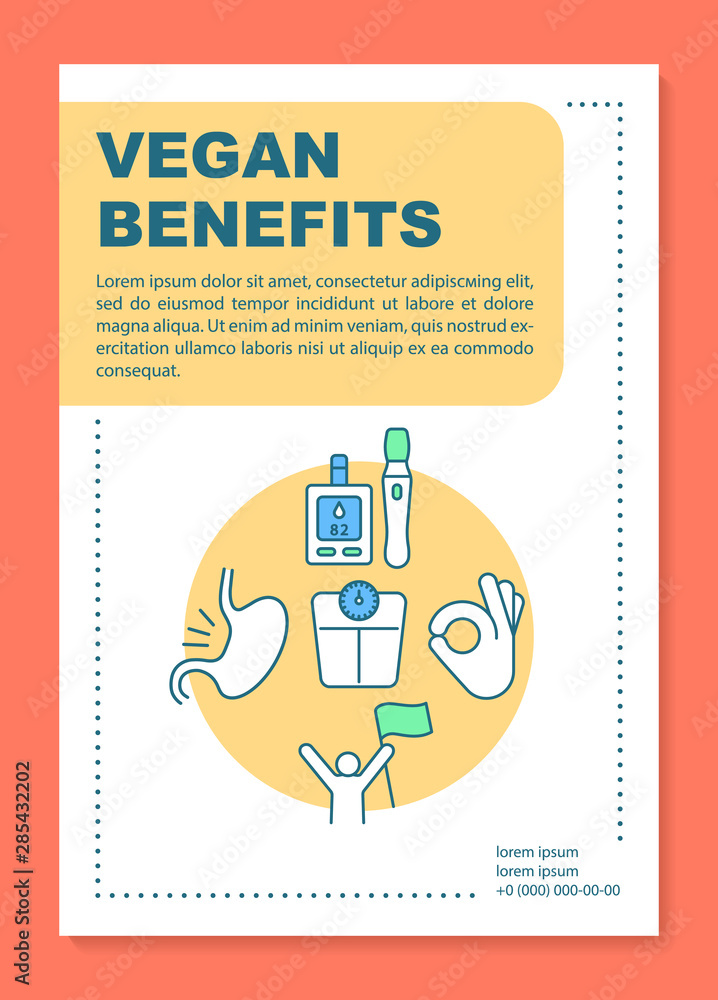 Slimming and health care brochure template layout. Vegan benefits flyer ...