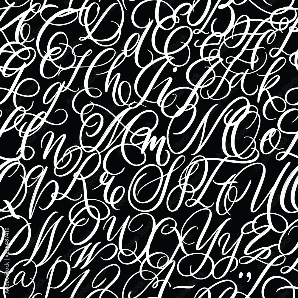 Hand drawn typeface. Painted vector characters: lowercase and uppercase ...