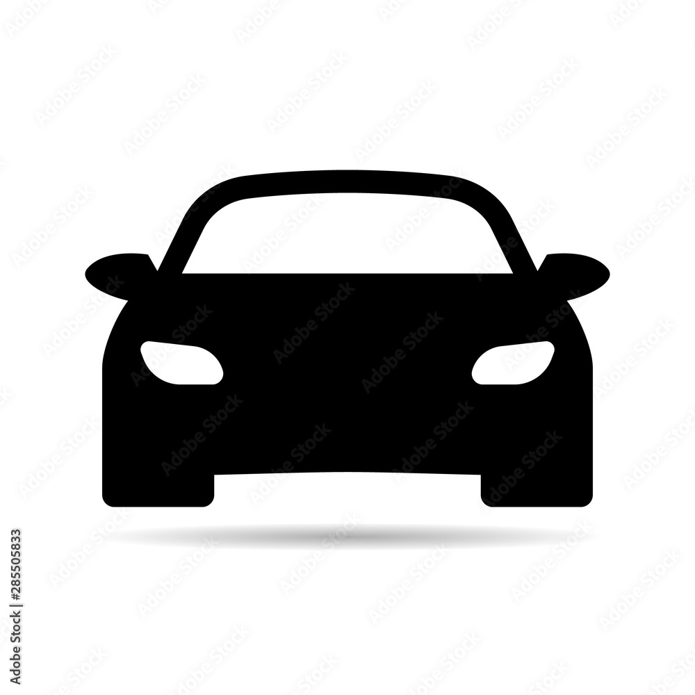 PLain car silhouette icon. Driving logo. Vector image of vehicle. Front ...