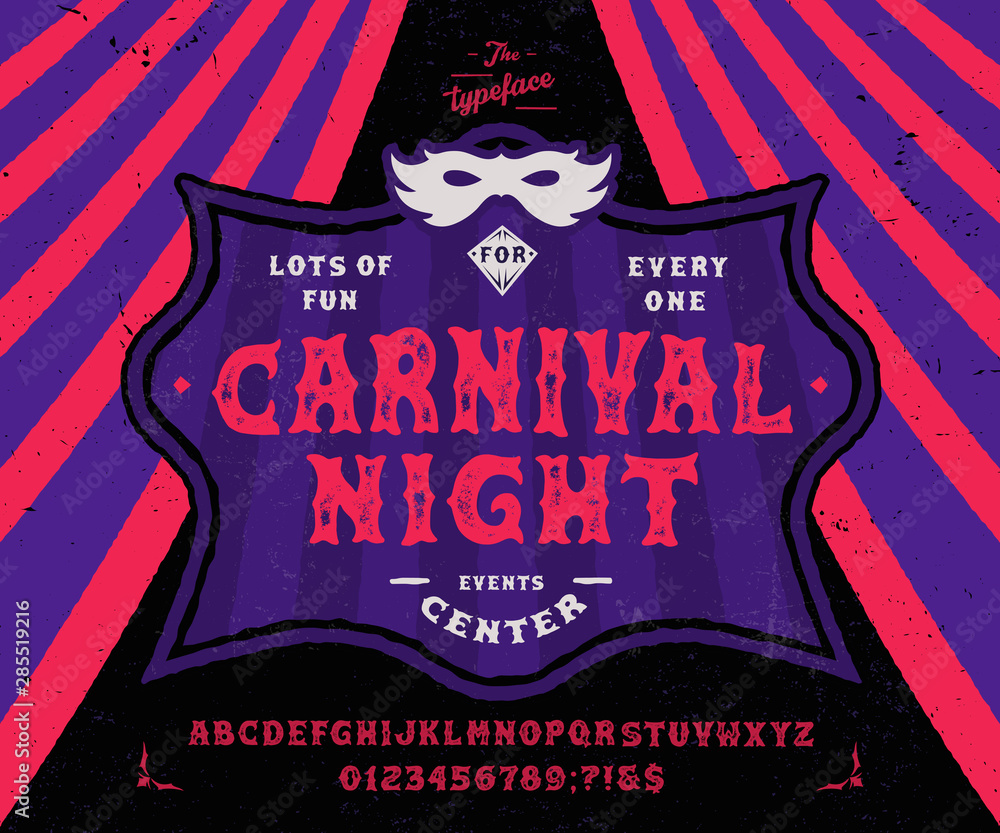Font Carnival Night. Craft retro vintage typeface design. Fashion ...