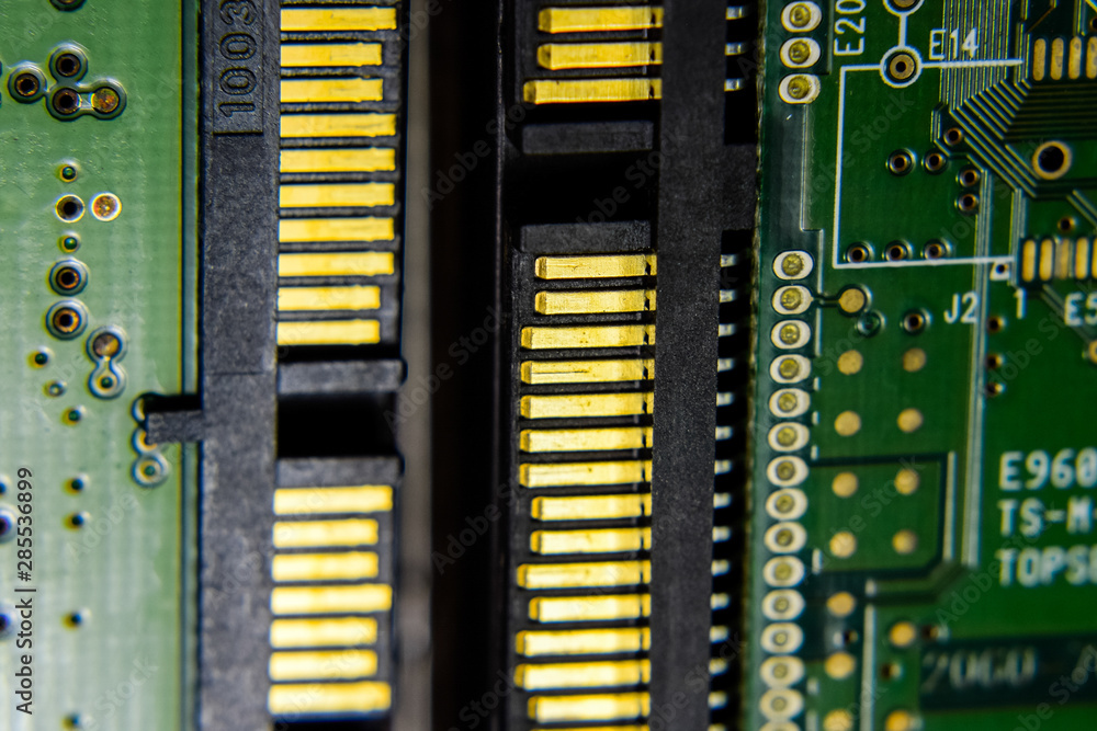 sata hard drive connector Electronic board with electrical components ...