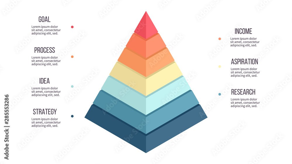 Business infographics. Pyramid chart with 7 steps, options, layers ...