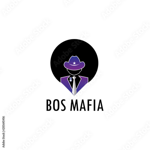 mob boss symbol with abstract human head in a hat. Design elements for ...