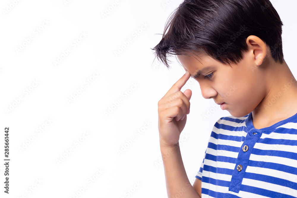 Handsome young man or boy thinking something and get stressed, upset ...