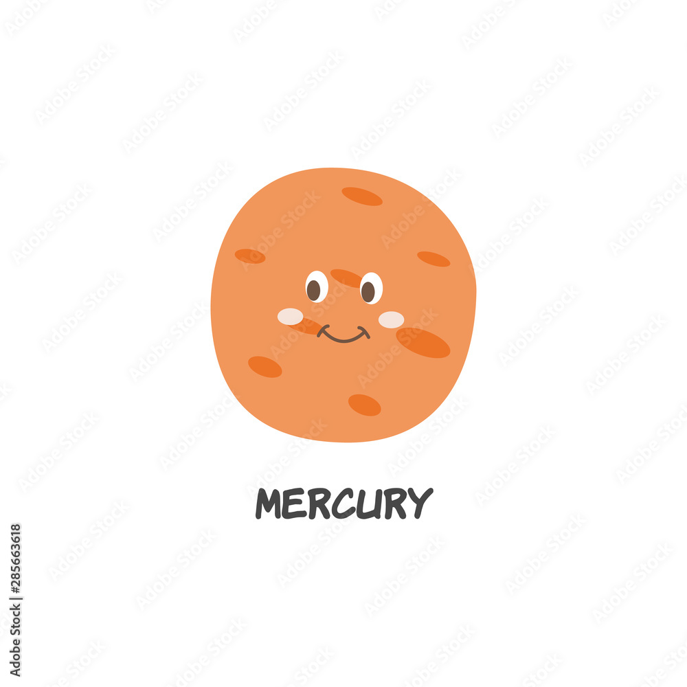 Mercury cartoon icon a planet of solar system flat vector illustration ...