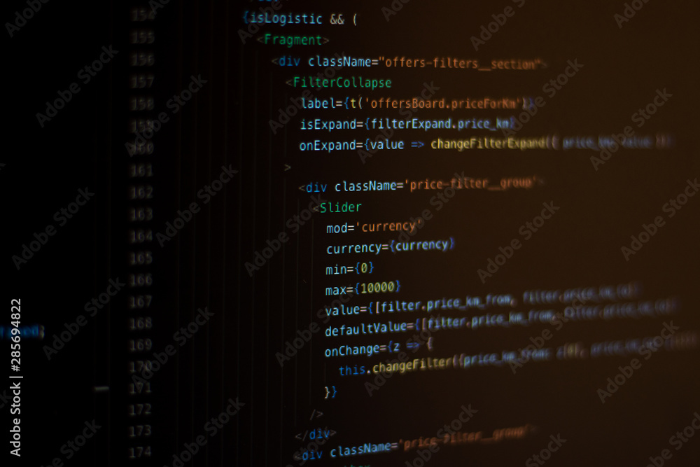 Code redactor (IDE) with open javascript project using react Stock ... Code redactor (IDE) with open javascript project using react Stock ...