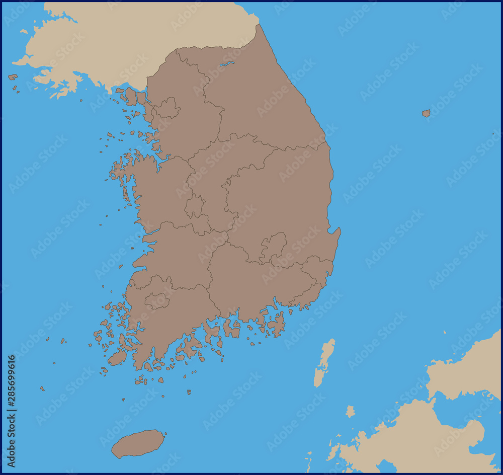 Empty Political Map of South Korea Stock Vector | Adobe Stock