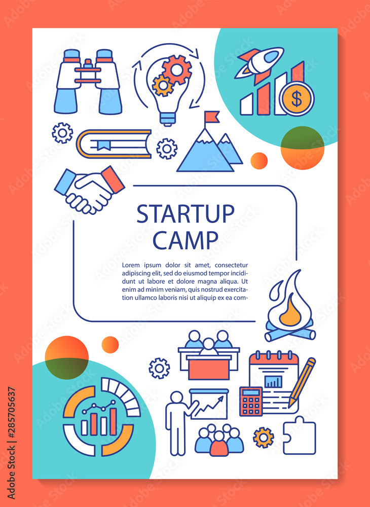 Startup, financial, leadership camp brochure template layout. Flyer ...