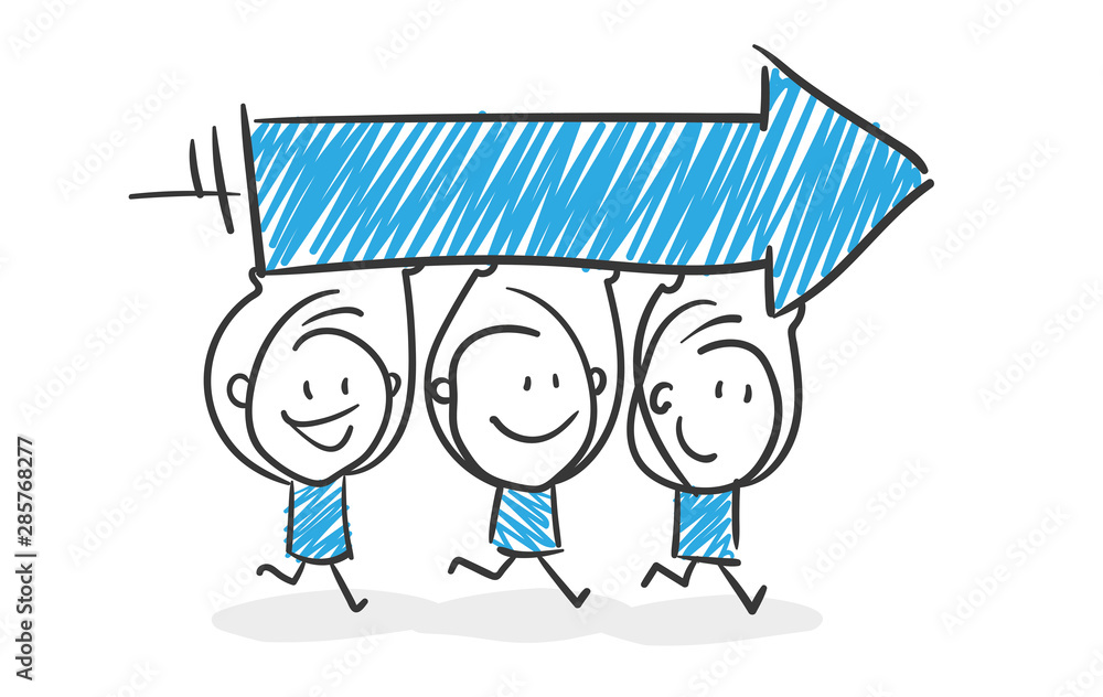 Stickman Blue: Arrow, Teamwork Stock Vector | Adobe Stock